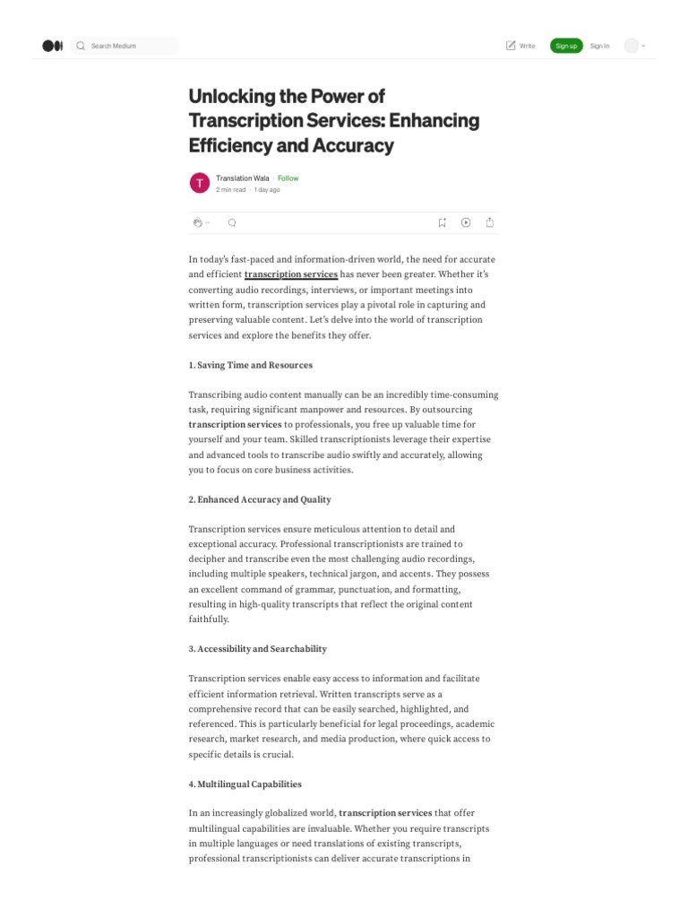 Unlocking The Power of Transcription Services Enhancing Efficiency and Accuracy | PDF ...