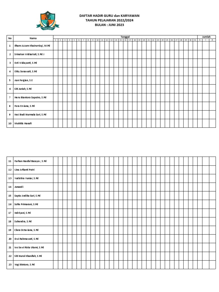 Format Absen Guru | PDF
