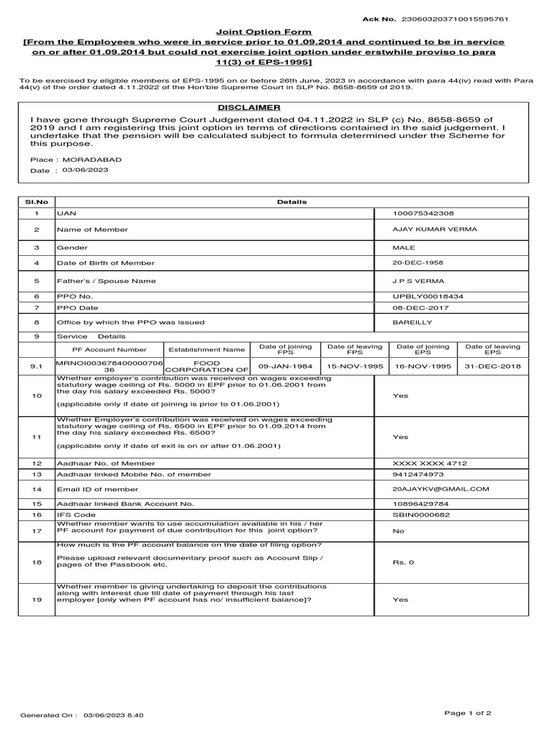 Disclaimer: Ack No | PDF