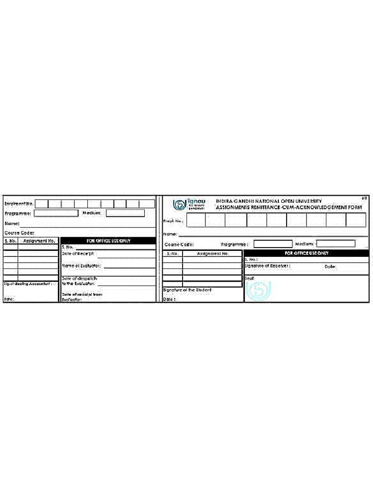 Ignou Assignment Receiving Form | PDF