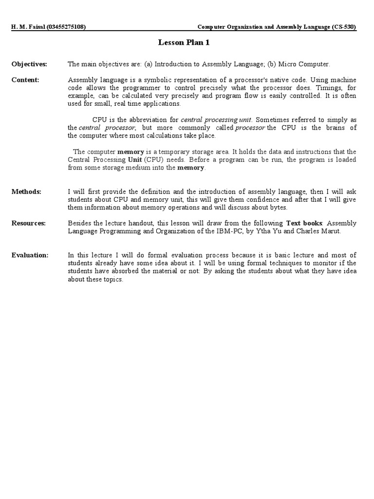 Introduction to Assembly Language | PDF