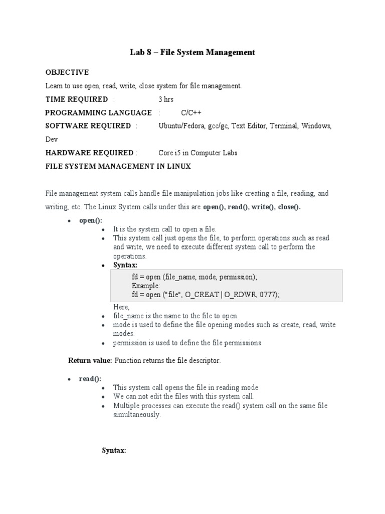 Linux File System Management Lab Guide | PDF | Teaching Methods & Materials | Computers