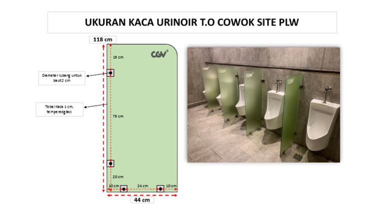 Ukuran Kaca Pembatas Urinoir T.O Cowok | PDF