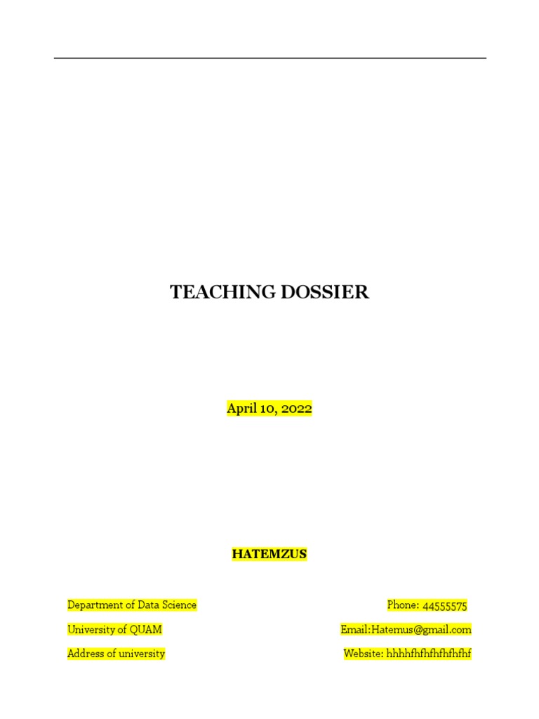 Teaching Dossier | PDF