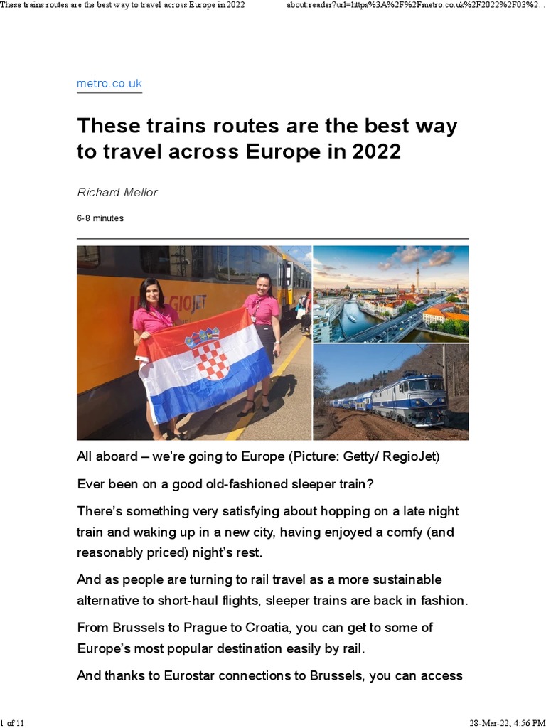 These Trains Routes Are The Best Way To Travel Across Europe in 2022 ...