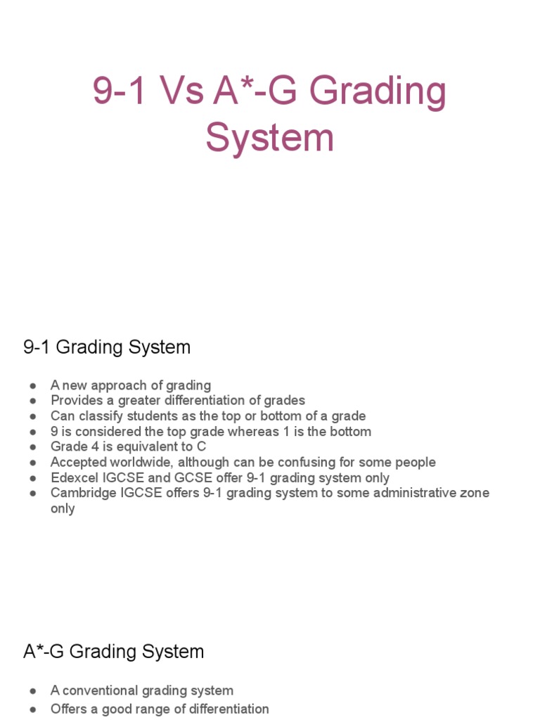 Grading Systems: 9-1 vs A*-G | PDF