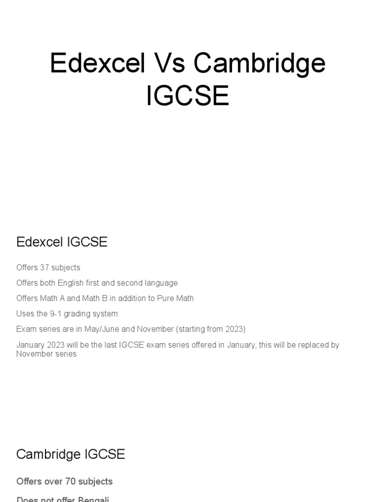 Edexcel Vs Cambridge IGCSE | PDF