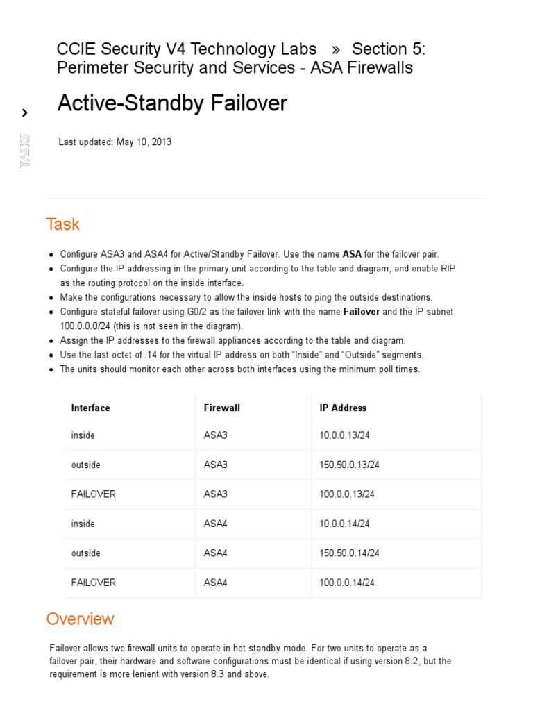 Active-Standby Failover | PDF | Computers