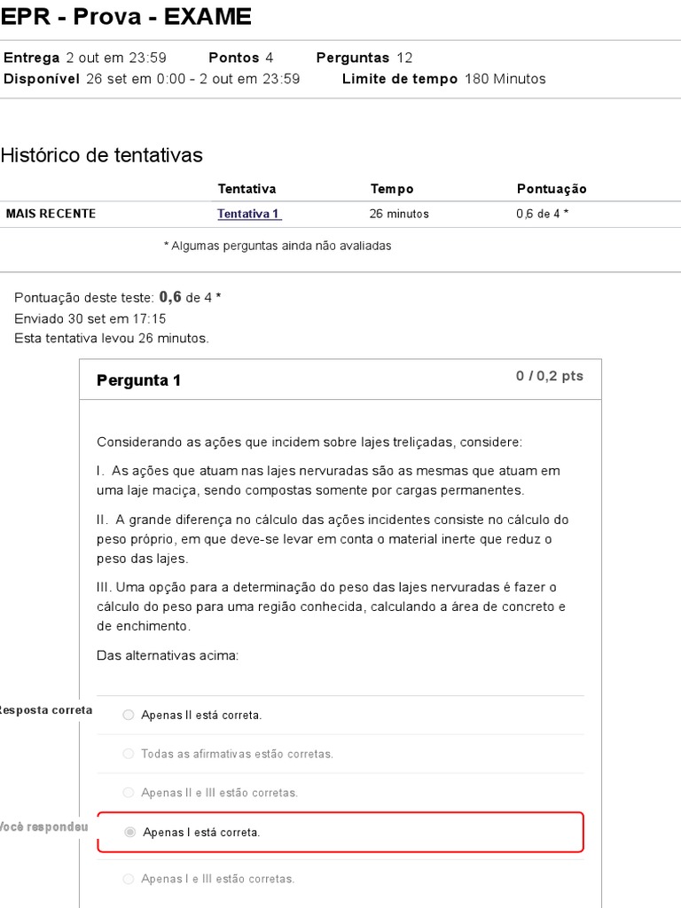 EPR - Prova - EXAME - 2022C - Estruturas de Concreto Armado I (58929) - Eng. Civil | PDF