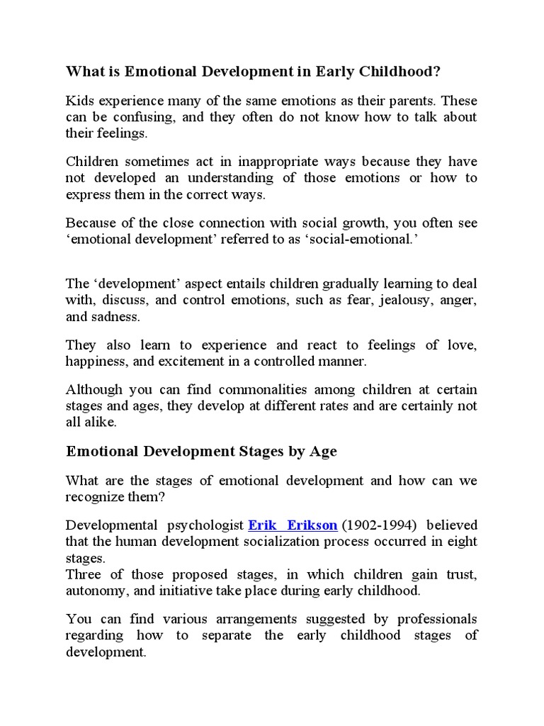 Stages of Emotional Development in Kids | PDF | Self-Improvement ...