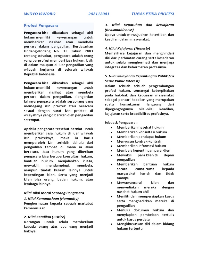 Profesi Pengacara | PDF | Karier & Perkembangan | Hukum