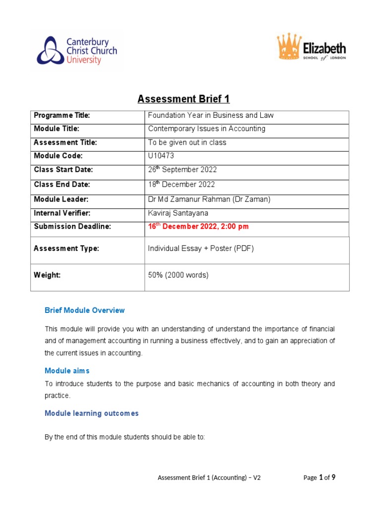 Assessment Brief 1 CIA (2) - Tagged | PDF | Methodology | Theory