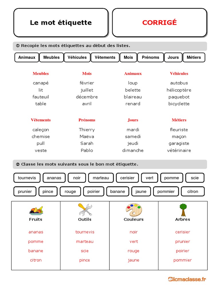 Mots Étiquettes à Imprimer CE1/CE2 | PDF | Fruit | Fruits comestibles