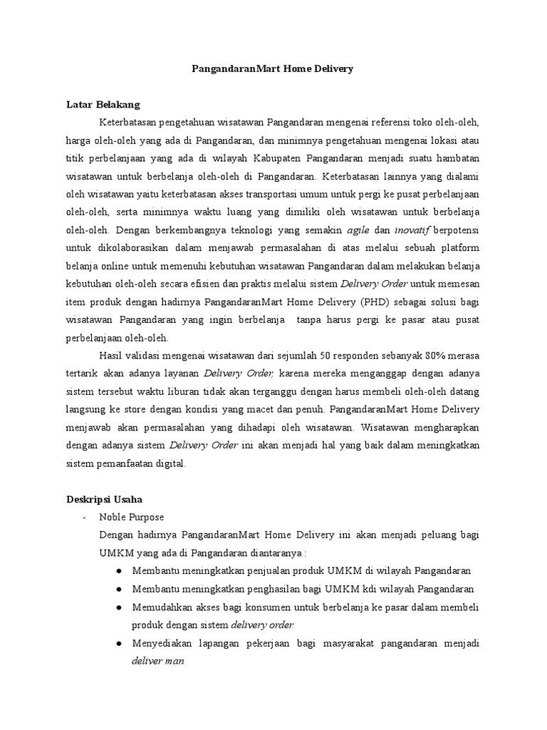 PHD (Pangandaranmart Home Delivery) - Revisi | PDF | Karier ...