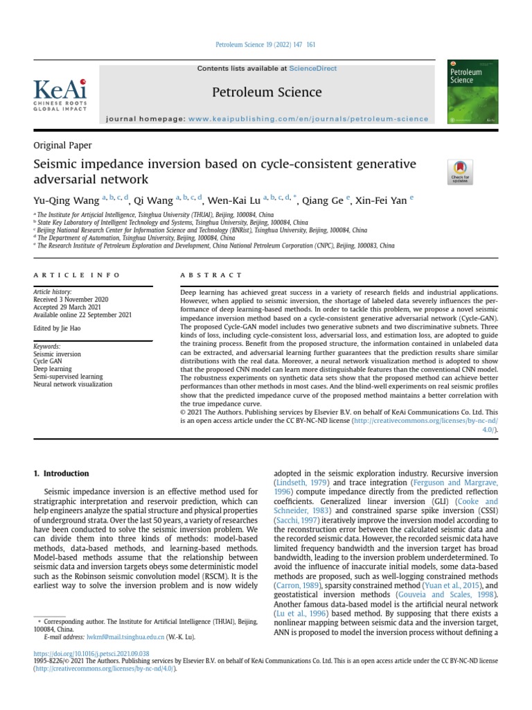Seismic Impedance Inversion Based On Cycle-Consistent Generative | PDF ...