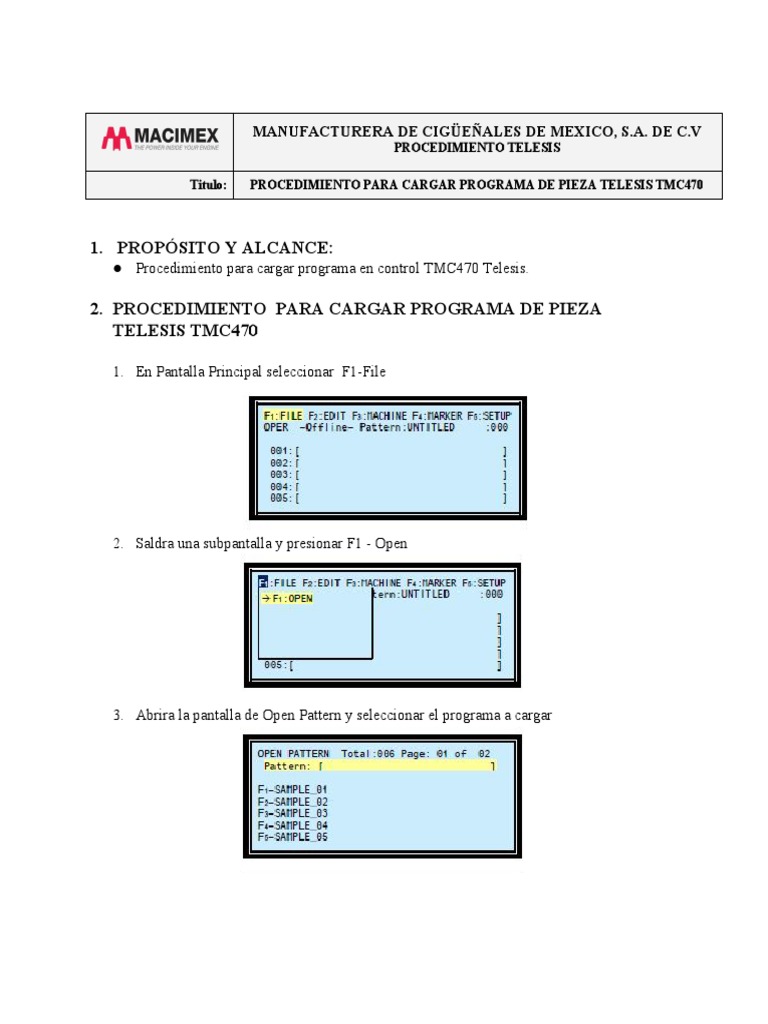 Propósito Y Alcance:: Procedimiento para Cargar Programa en Control ...