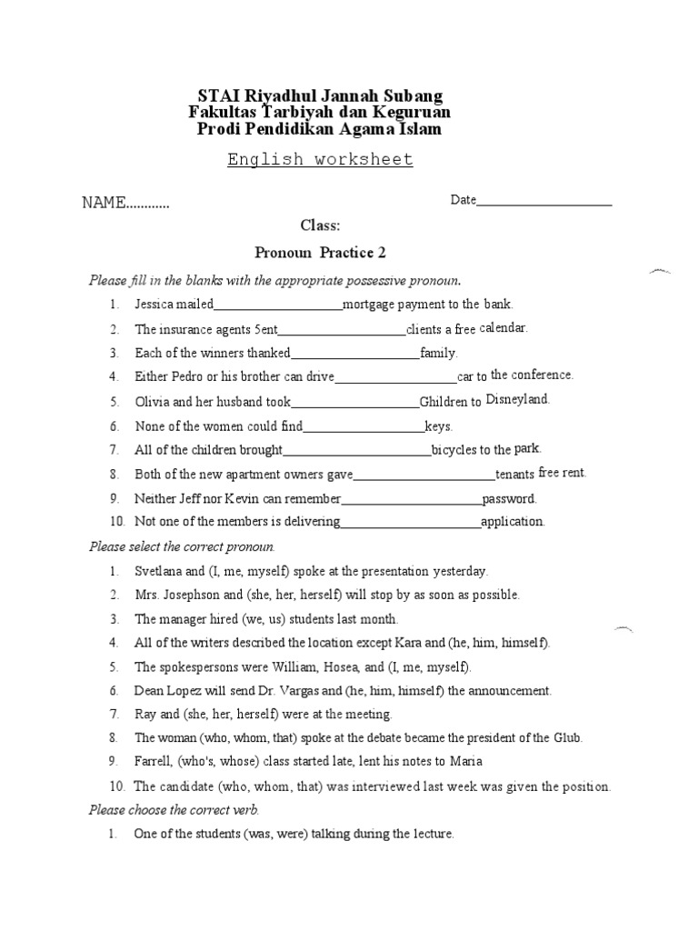 English Worksheet1 | PDF
