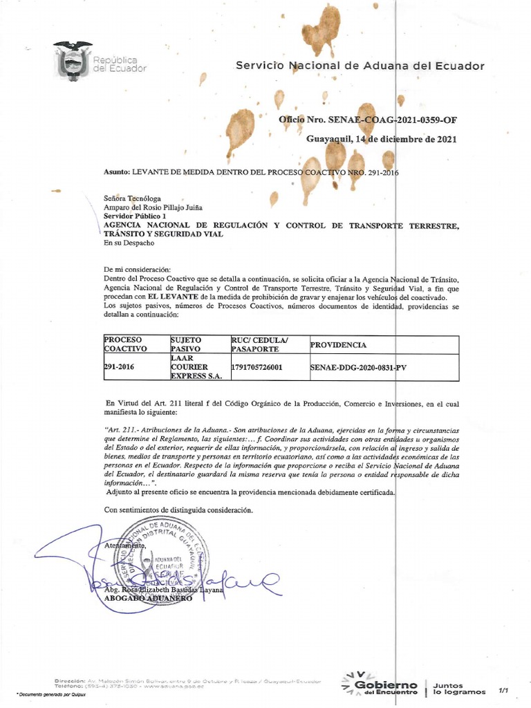 Oficio de La Senae A La Ant Del 2021 | PDF