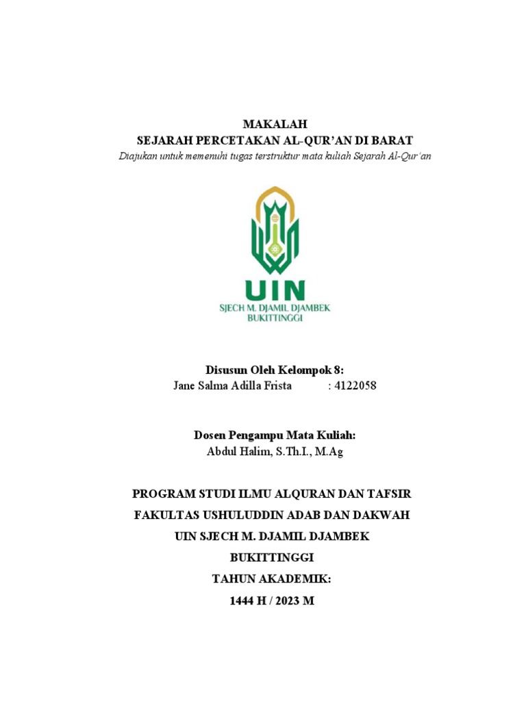 Sejarah Percetakan Al-Qur'an Di Barat | PDF Sejarah Percetakan Al-Qur'an Di Barat | PDF
