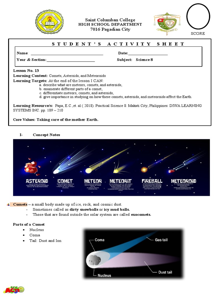 Asteroids Comets And Meteoroids Pdf