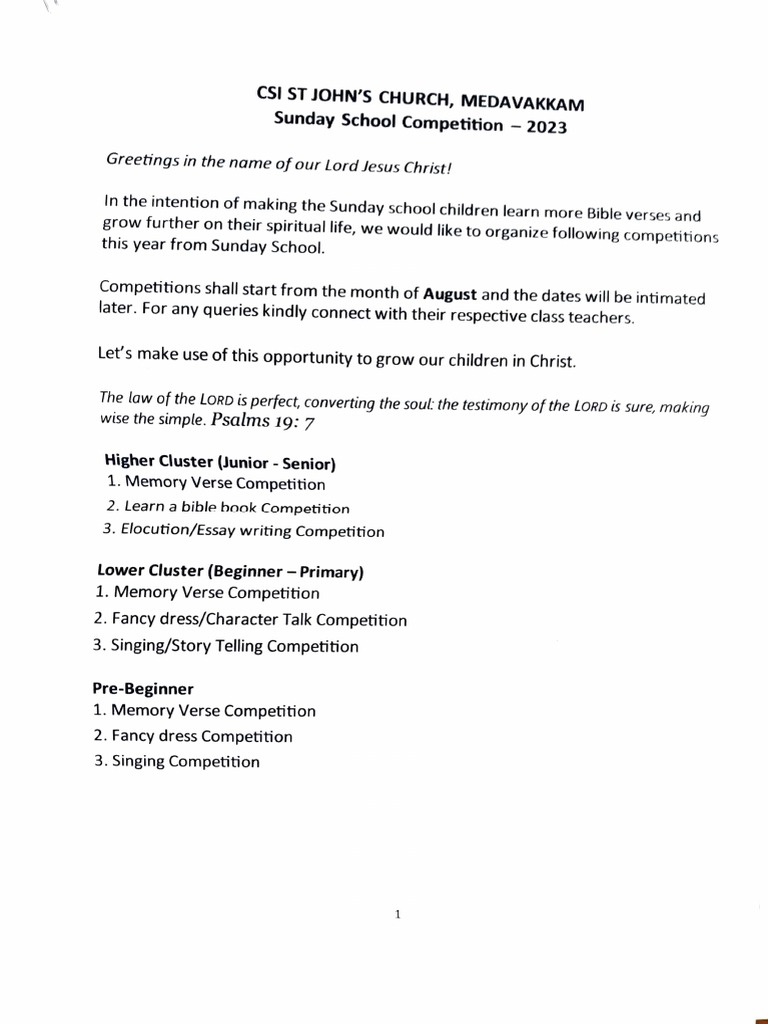 Sunday School Competition-23 | PDF | Chapters And Verses Of The Bible ...