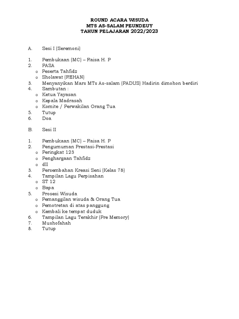 ROUND ACARA WISUDA | PDF