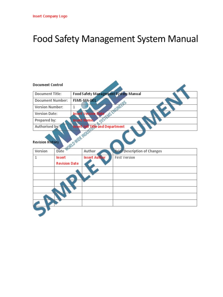 FSMS-MA-001-Food-Safety-Management-System-Manual | PDF