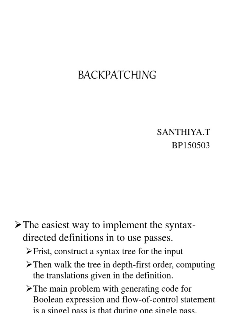 Back Patching | PDF | Control Flow | Pointer (Computer Programming)