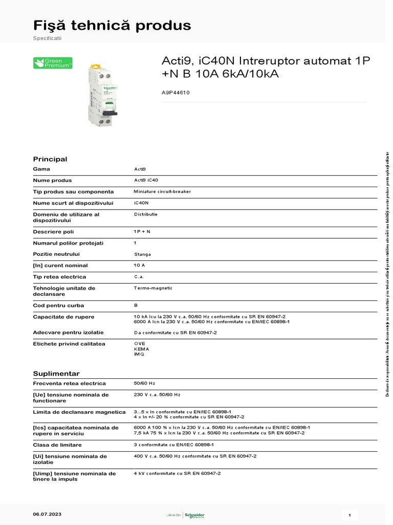 Acti9 Ic40 - A9P44610 | PDF