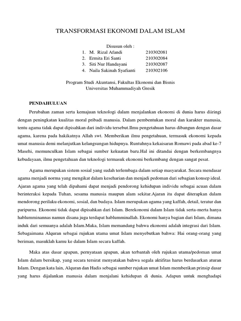 AIK Kel 1 - Transformasi Ekonomi Islam | PDF