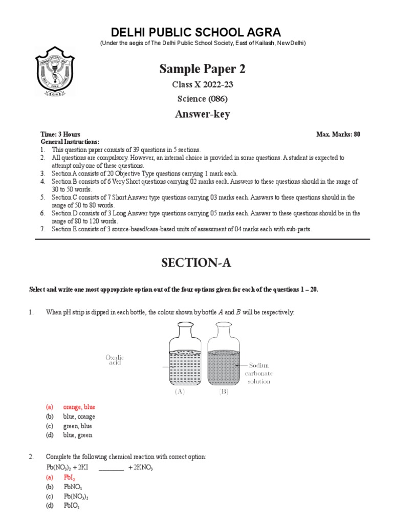 1.12.22 ANSWER KEY SAMPLE PAPER2 GRADE X 202223.docx 1 | PDF ...