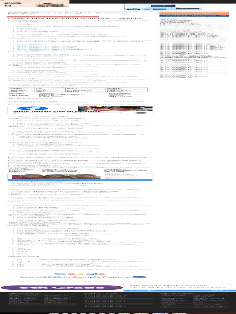 CBSE Class 10 English Grammar - Modals - Learn CBSE | PDF