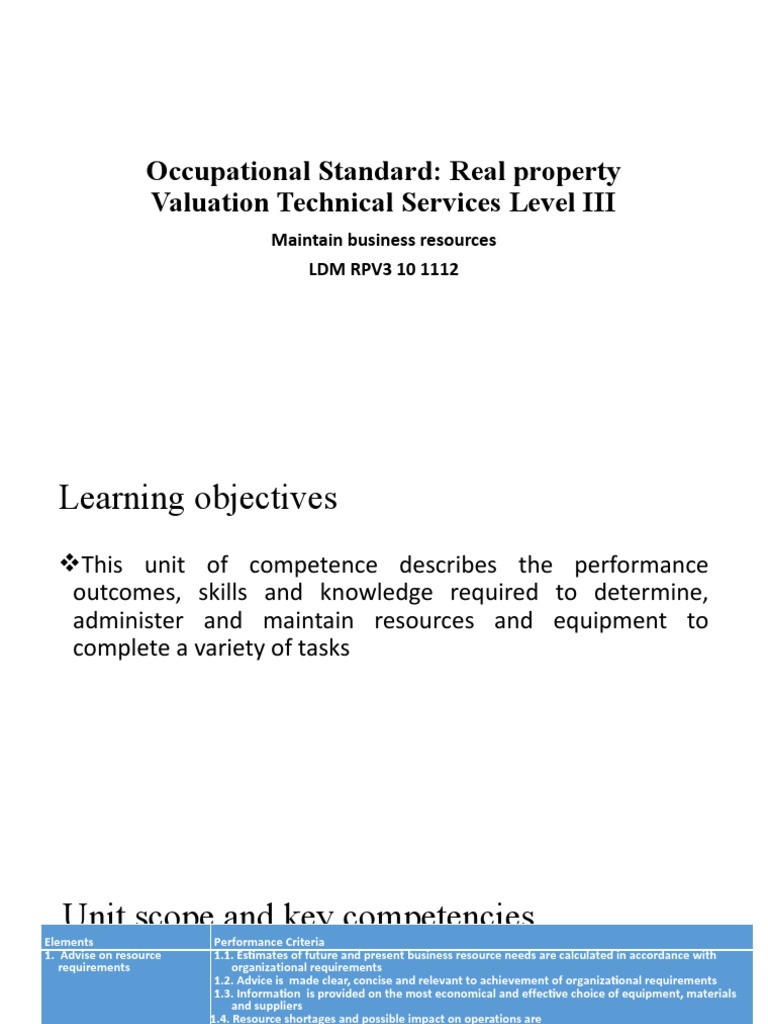Maintain Business Resources | PDF | Competence (Human Resources) | Business