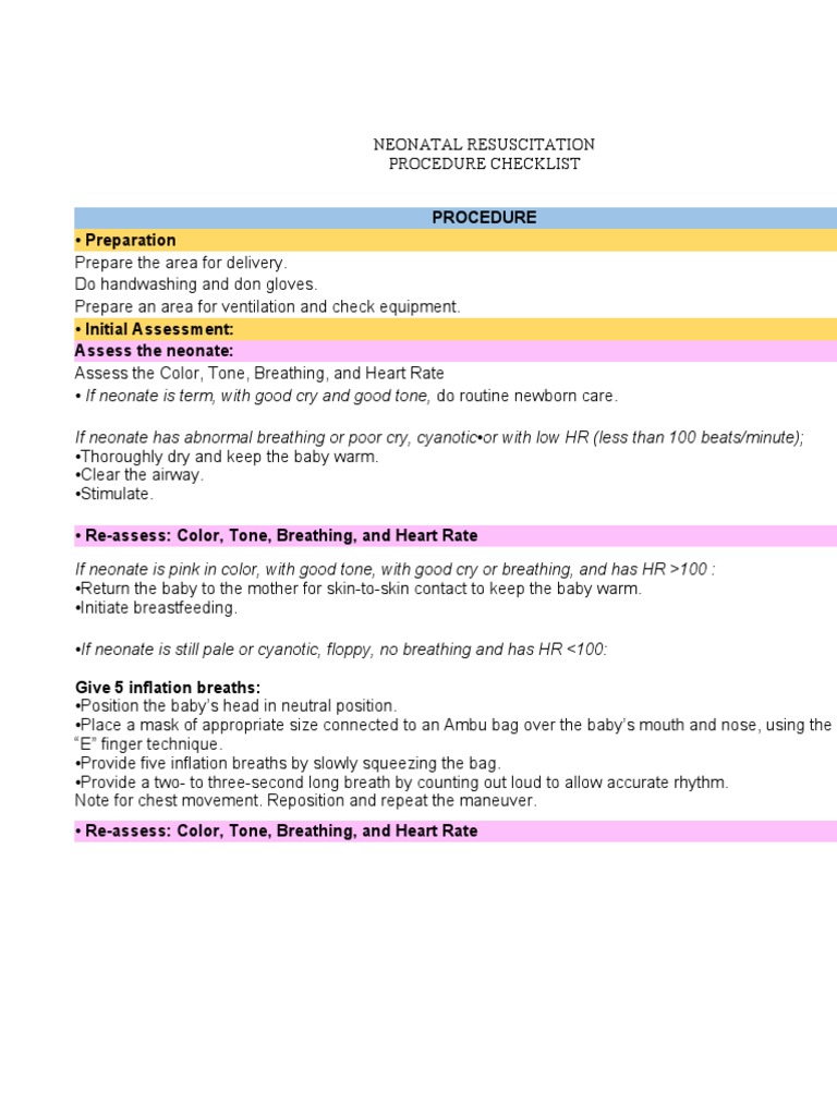 Neonatal Resuscitation Procedure Guide | PDF | Cardiopulmonary ...
