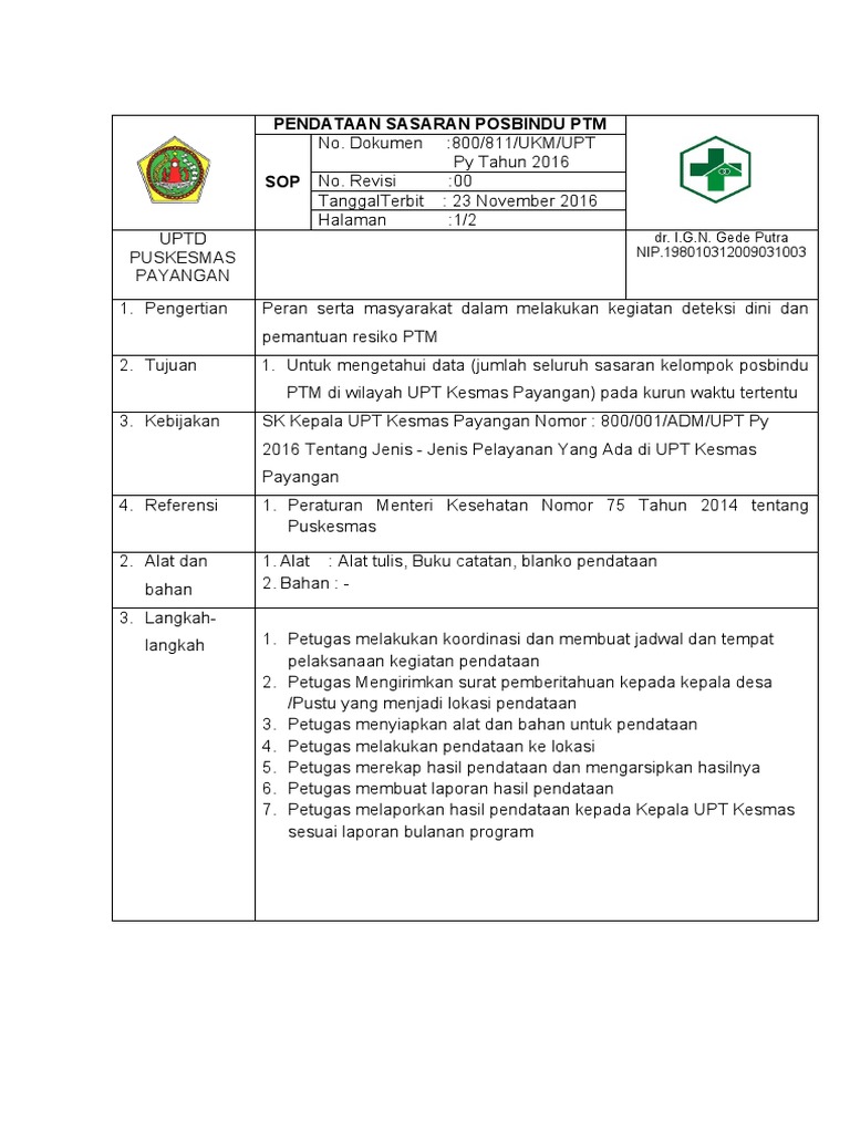Sop Pendataan Sasaran | PDF