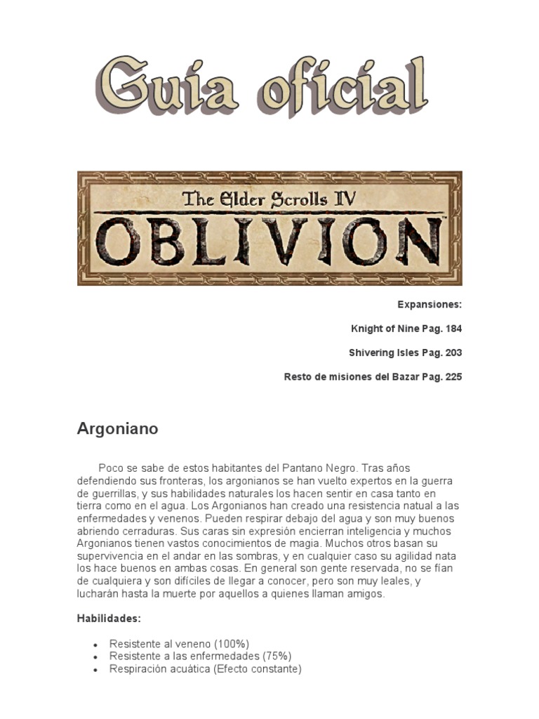 Guía Completa de Oblivion | PDF