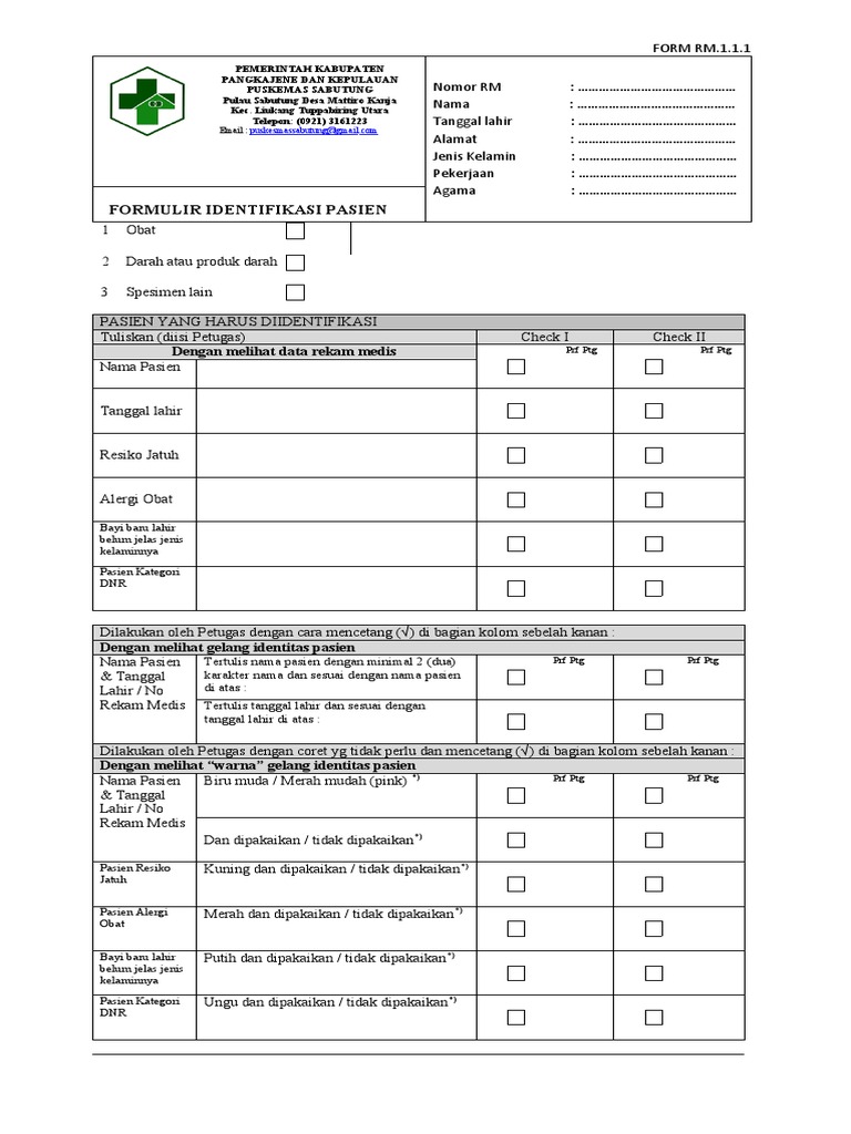 Form Identifikasi Pasien Khusus | PDF