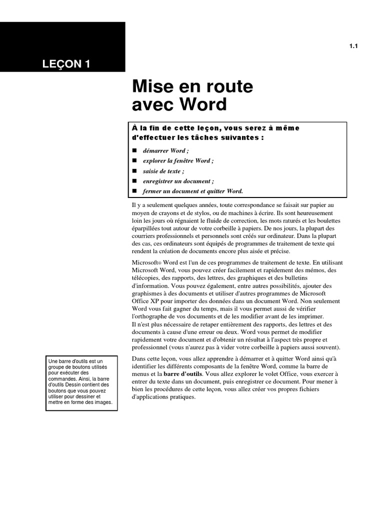 Word Manuel Etudiant Lesson 01 | PDF