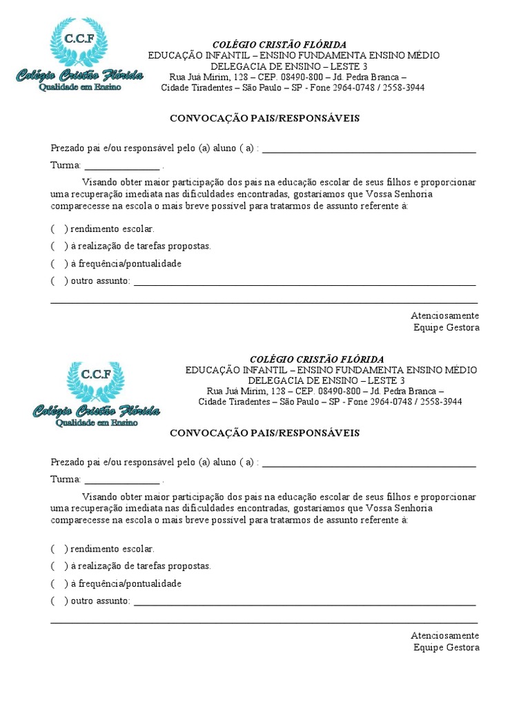 Convocação Pais | PDF | Instituições educacionais | Escolas