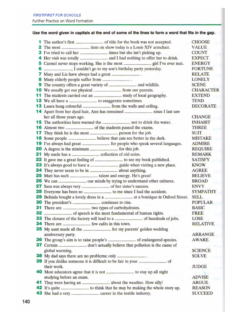 FCE - Further Practice On Word Formation-Merged | PDF
