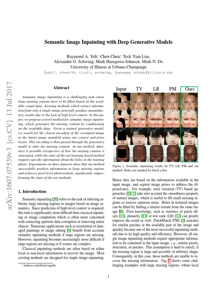 Semantic Image Inpainting With Deep Generative Models | PDF