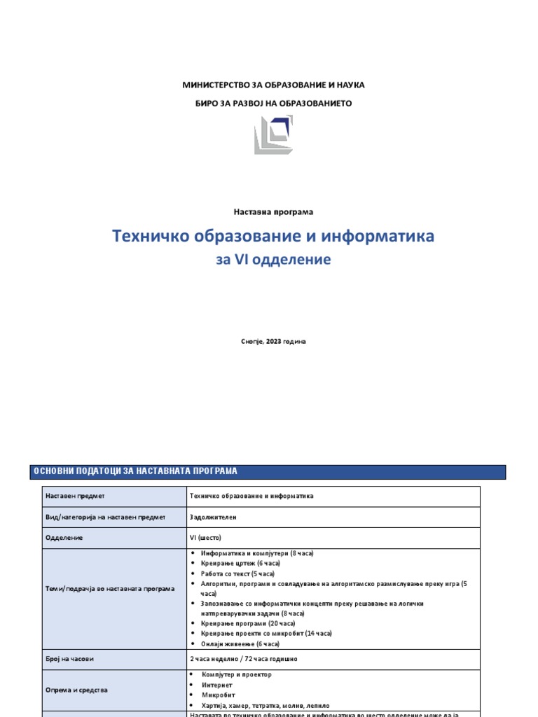 Tehnicko Obrazovanie I Informatika 6 Odd.6631 | PDF