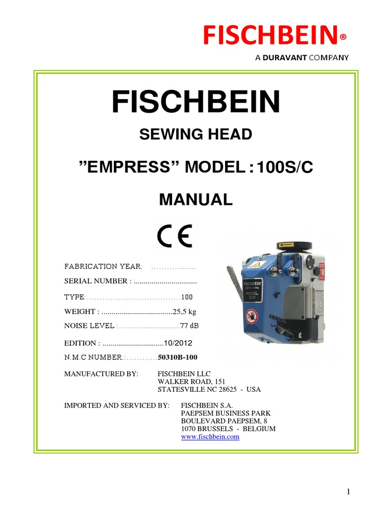 Manual Couseuse FISCHBEIN | PDF | Sewing Machine | Manufactured Goods