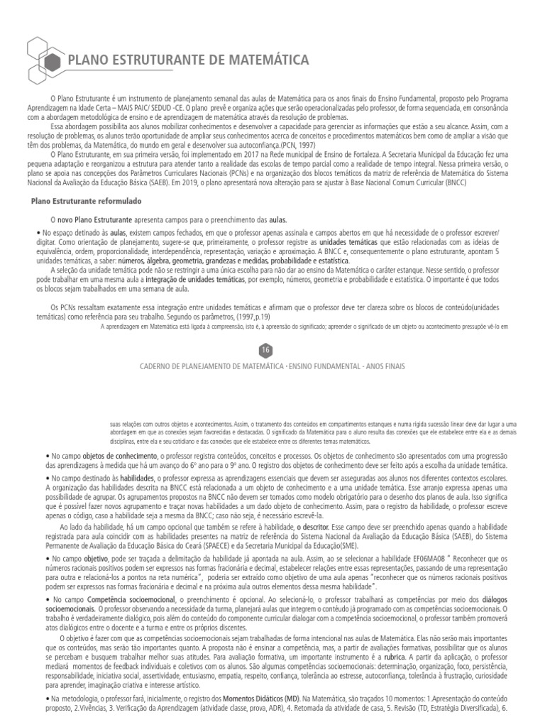 Planejamento de Matemática para Anos Finais | PDF | Matemática ...