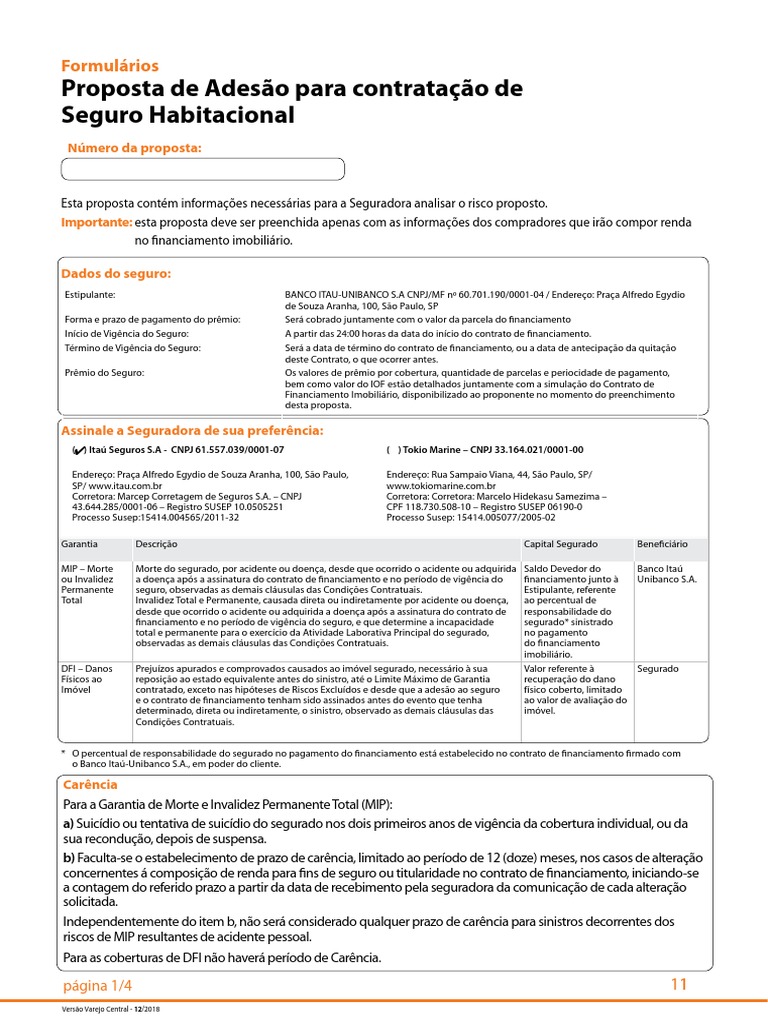 Proposta Adesão Seguro ITAU | PDF | Seguro | Potência nuclear