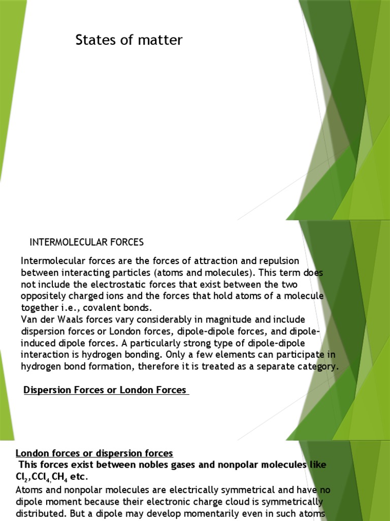 States of Matter Intermolecular Forces | Download Free PDF ...