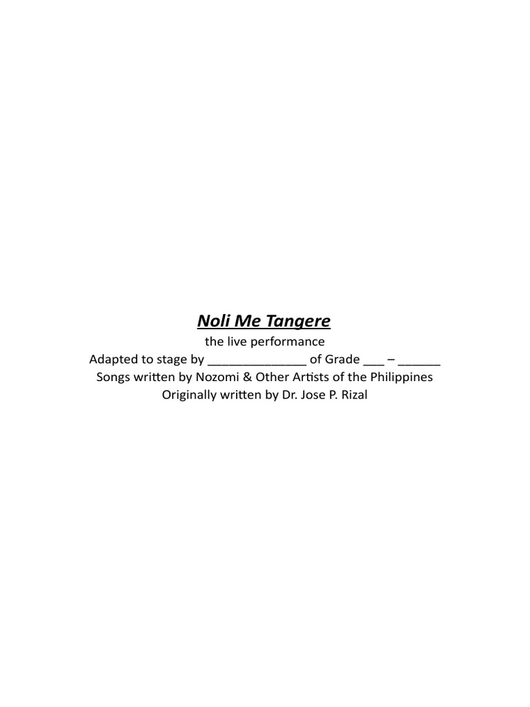 Noli Me Tangere Act One Script | PDF