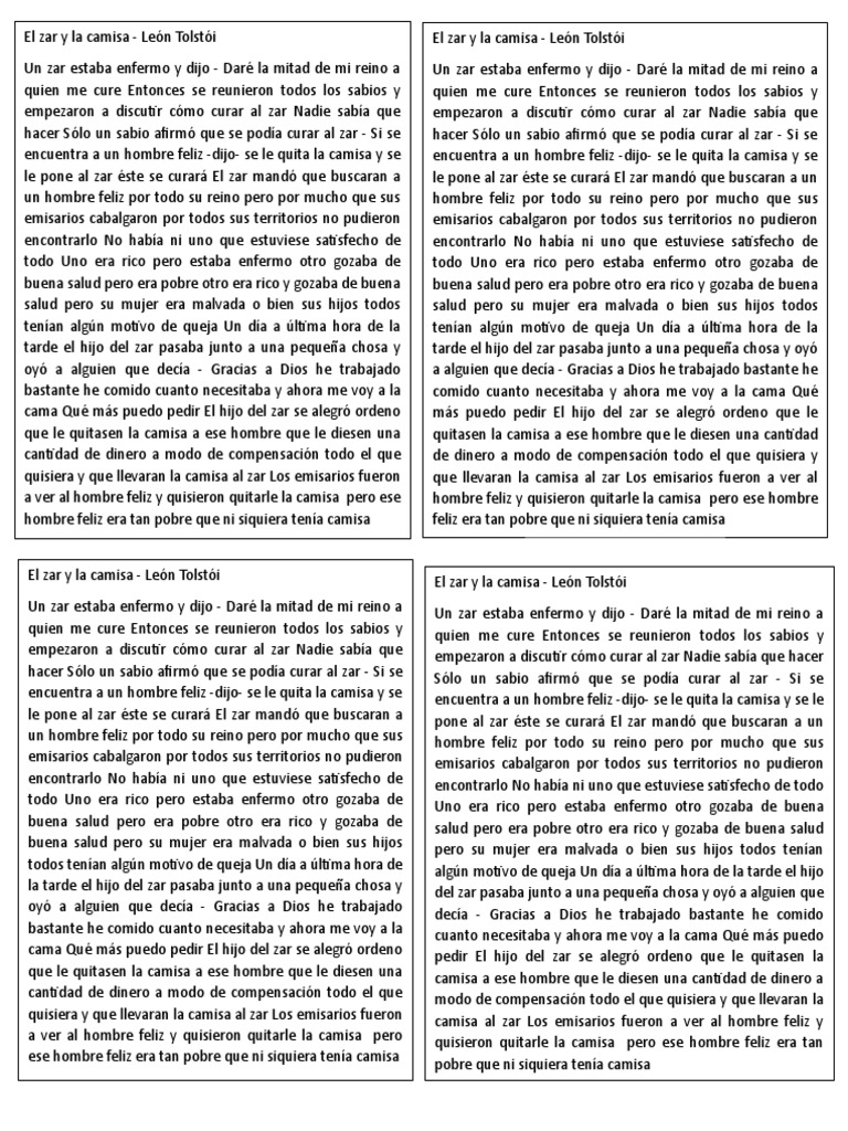 El Zar y La Camisa | PDF