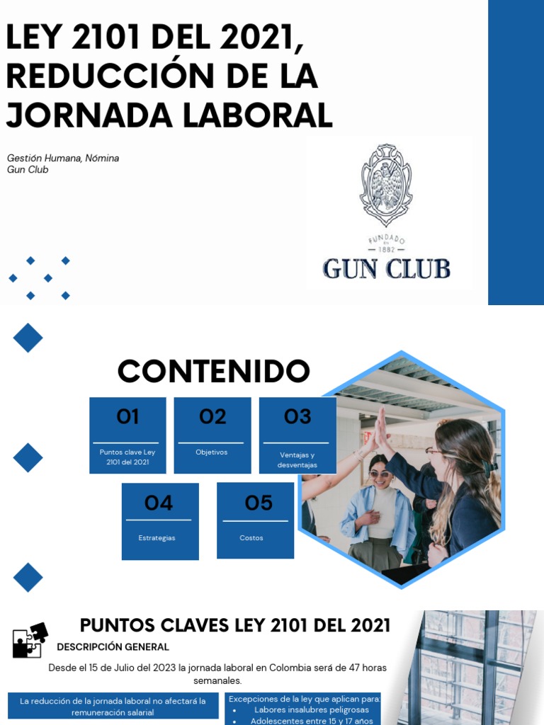 Ley 2101 Del 2021 - Reducción de La Jornada Laboral | PDF | Tiempo de trabajo | Salario