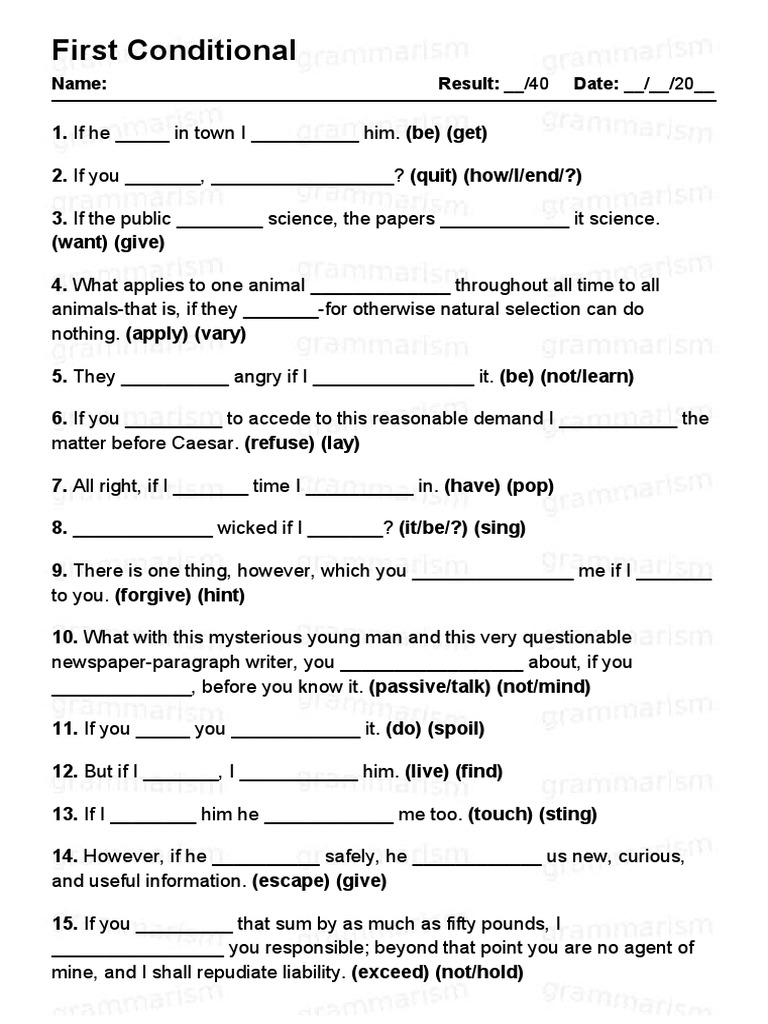 Grammarism First Conditional Test 4 1192521 | PDF